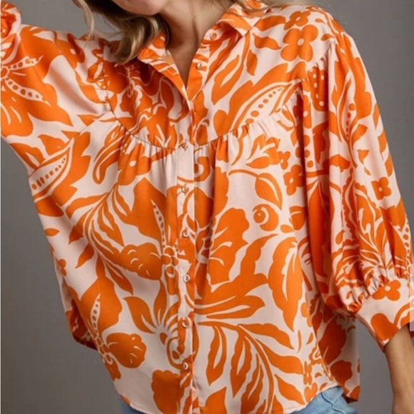 Umgee | Tops | Umgee New Spring Tropical Floral Button Up Blouse Top ...